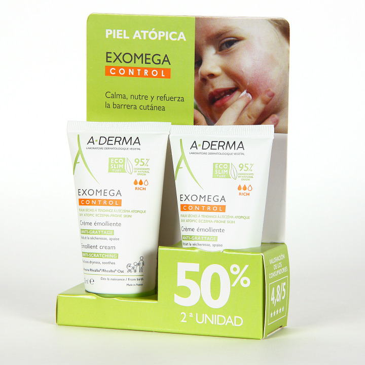 A-Derma Exomega PACK DUPLO Crema Emoliente 50ml | Farmacia Jiménez