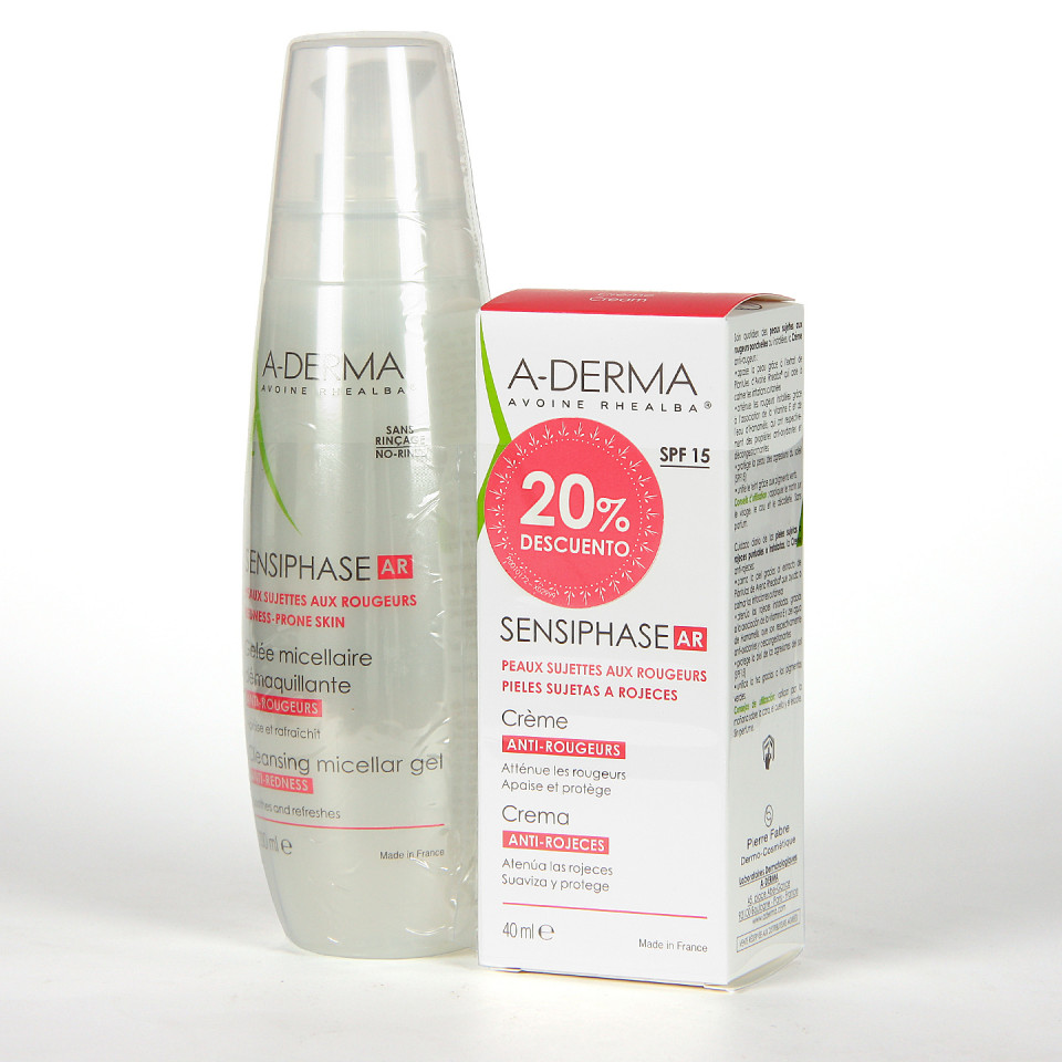 A-Derma Sensiphase AR Antirojeces Gel Micelar + Crema SPF 15 Pack 20% ...