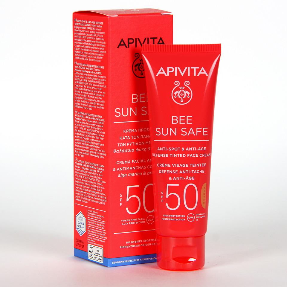 Apivita Bee Sun Safe Crema Antiedad y Antimanchas SPF50 con color ...