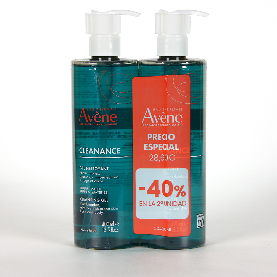 Avene Cleanance Gel Limpiador 400ml PACK Duplo | Farmacia Jiménez