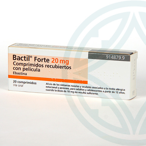 Bactil Forte 20 mg 20 comprimidos recubiertos | Ebastina | Farmacia Jiménez