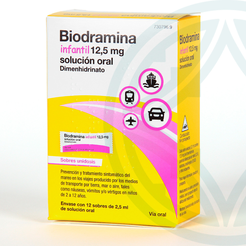 Biodramina Infantil 12,5 mg Solución Oral 12 sobres | Farmacia Jiménez