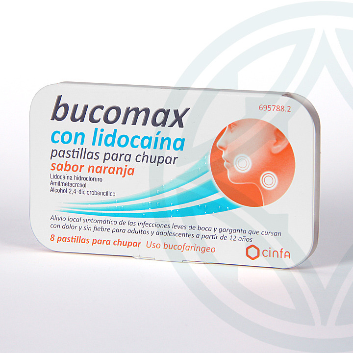 Bucomax Lidocaína 8 pastillas para chupar sabor naranja | Infección y ...