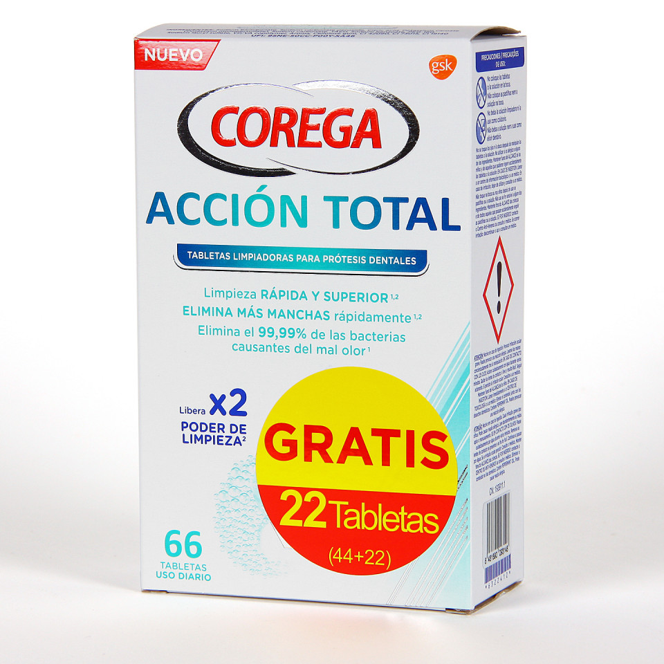 Corega Acción Total tabletas limpiadoras 44+22 pack Promo | Farmacia ...