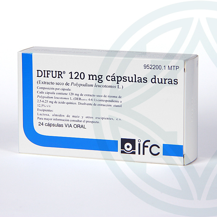 Difur 120 mg 24 cápsulas | Antiinflamatorio cutáneo | Farmacia Jiménez