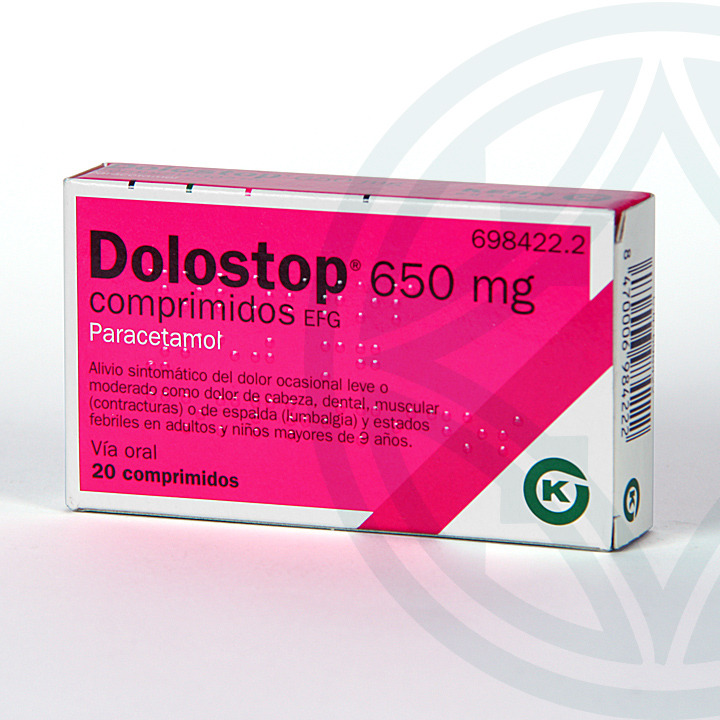 Dolostop EFG 650 mg 20 comprimidos | Paracetamol | Farmacia Jiménez