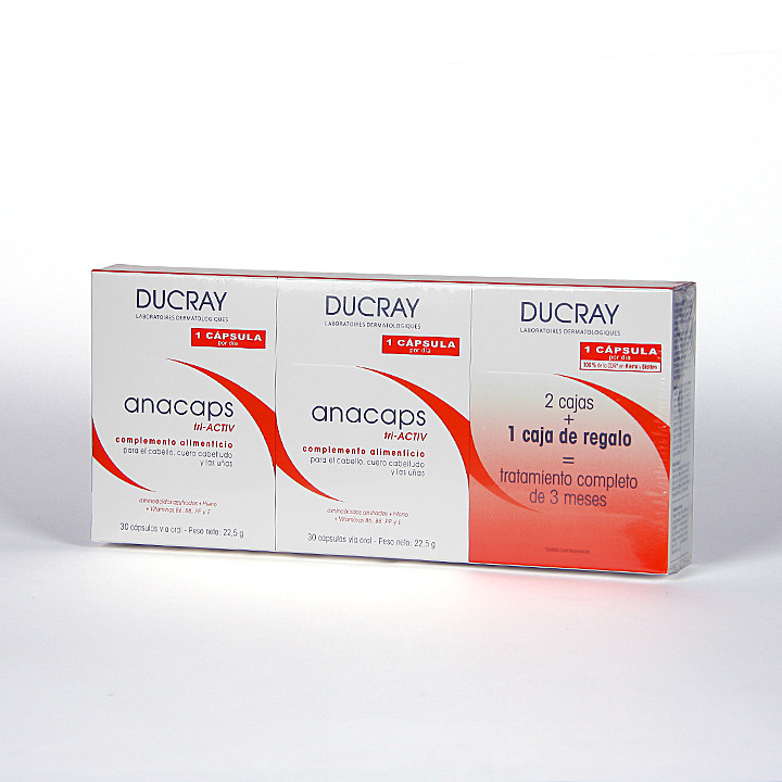 Ducray Anacaps Tri-Activ 2 cajas + 1 de regalo Anticaída capilar ...