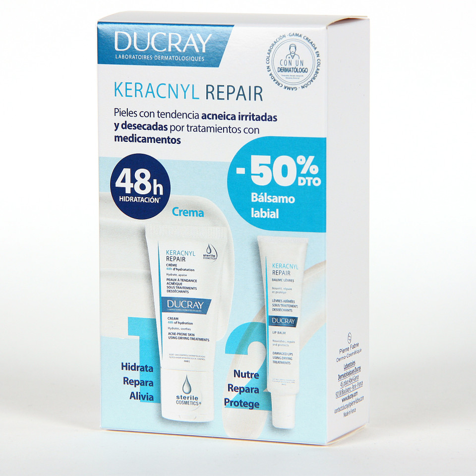 Ducray Keracnyl Repair PACK Crema con Bálsamo Labial al 50% descuento ...
