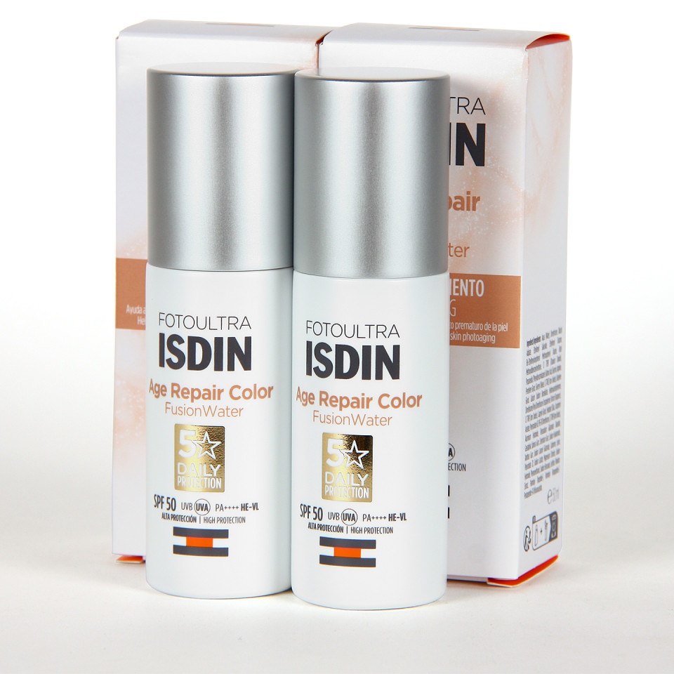 FotoUltra Isdin PACK Duplo Age Repair Color Fusion Water SPF50 20% ...