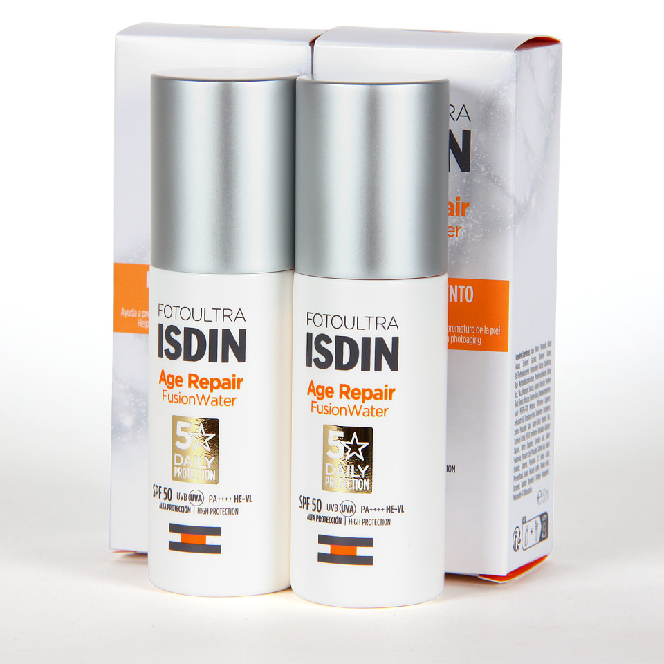 FotoUltra Isdin PACK Duplo Age Repair Fusion Water SPF50 20% Descuento ...