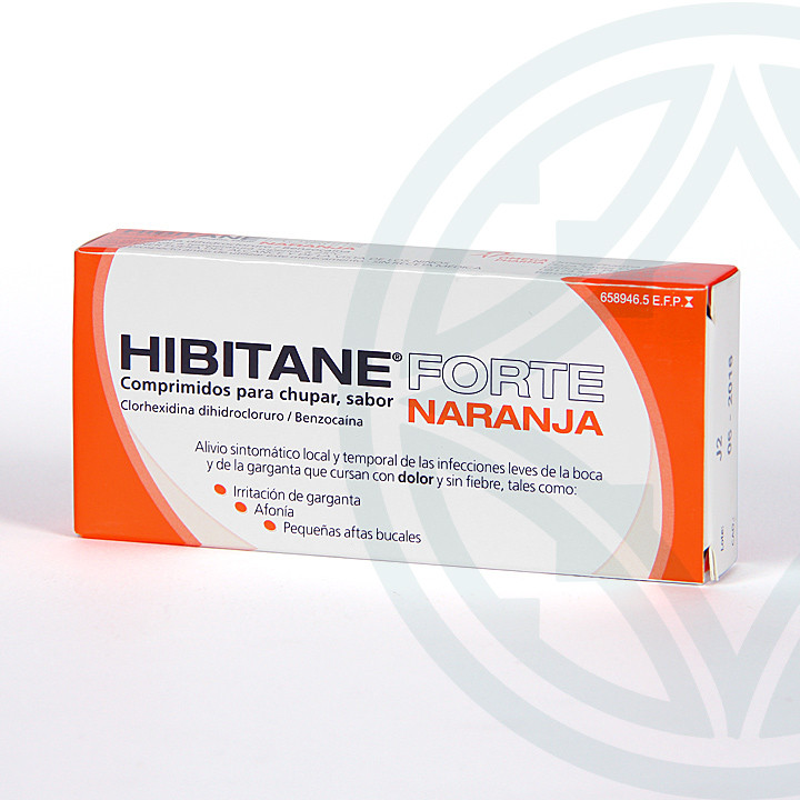 Hibitane Forte 20 comprimidos sabor naranja | Garganta | Farmacia Jiménez
