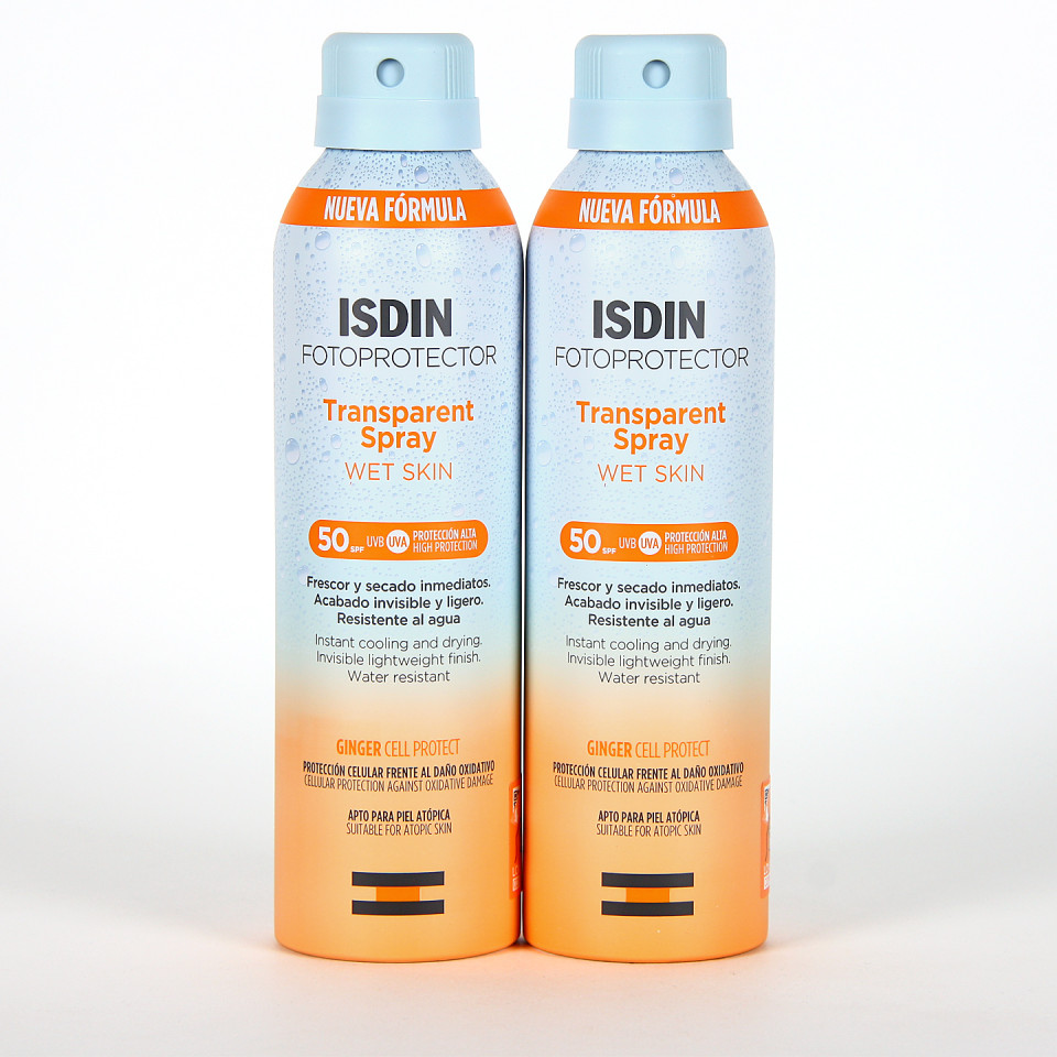 Isdin Fotoprotector PACK Duplo Transparent Spray Wet Skin SPF50 20% ...
