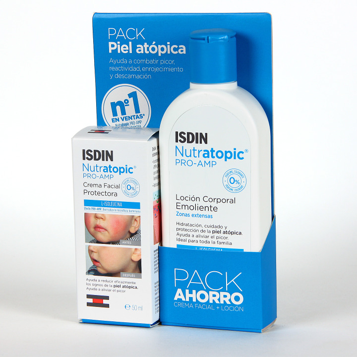 Isdin Nutratopic PRO-AMP Crema Facial 50 ml y Loción Corporal 200 ml ...