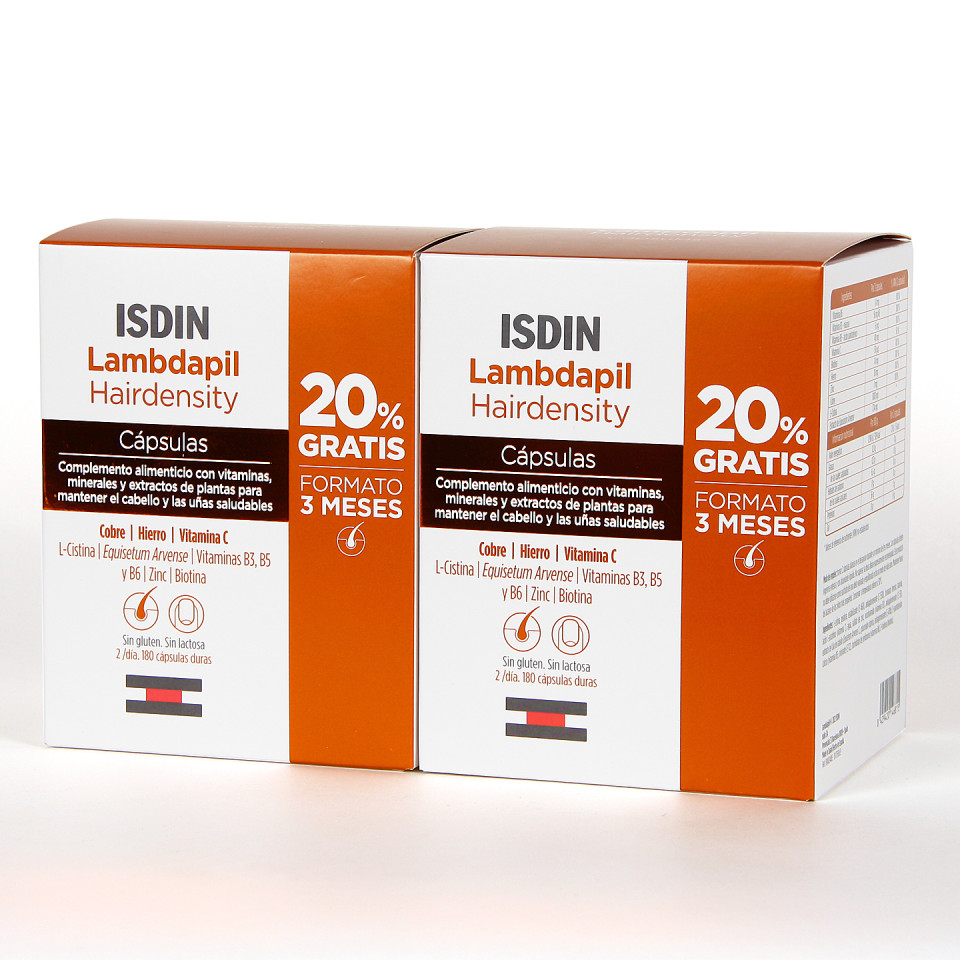 Isdin PACK Duplo Lambdapil Hairdensity 180 cápsulas 20% Descuento ...