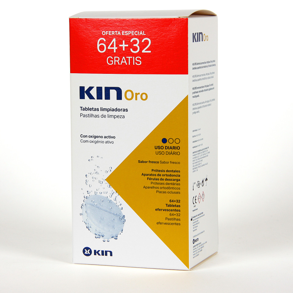 KIN Oro Tabletas Limpiadoras 64+32 unidades de Regalo | Farmacia Jiménez