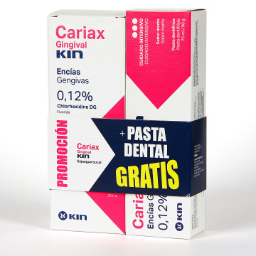 KIN PACK Cariax Gingival Enjuague 250 ml y Pasta Dentífrica 75 ml de ...