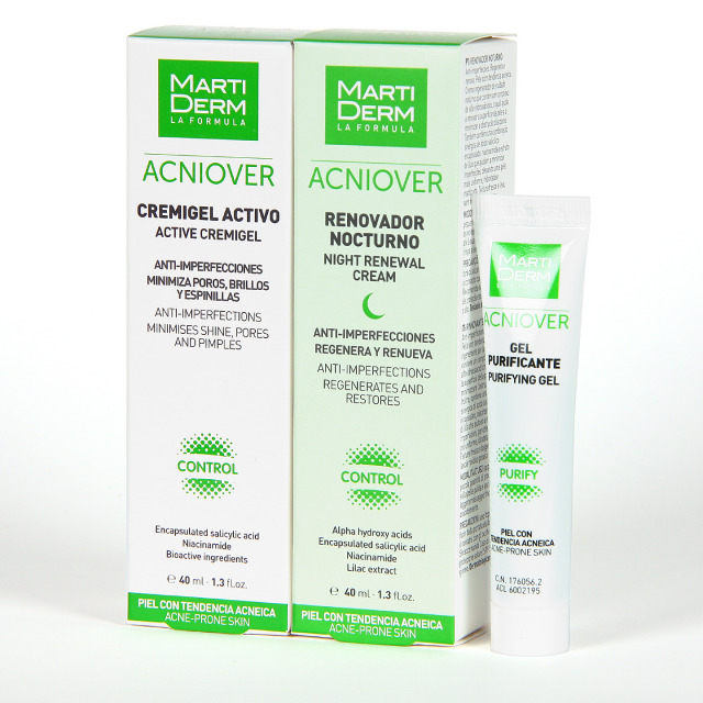 MartiDerm Acniover Rutina Antiacné Día y Noche + Regalo Neceser Rojo ...
