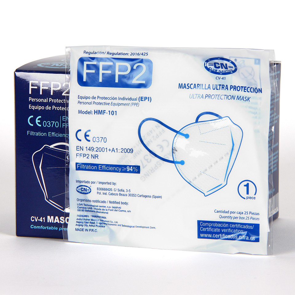 Mascarilla FFP2 Caja 25 Unidades Blanca | Con Certificado CE | Farmacia ...