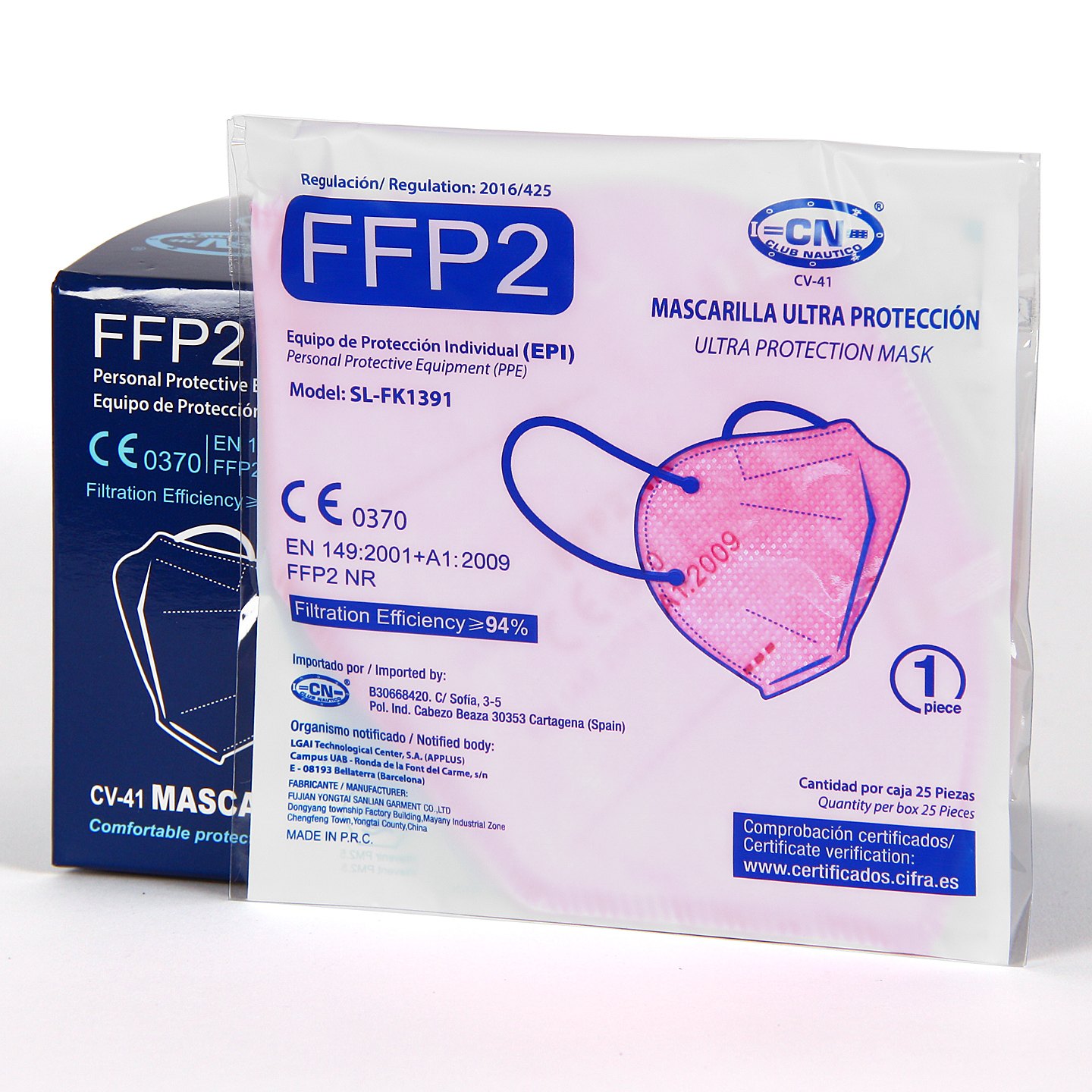 Mascarilla FFP2 Caja 25 Unidades Rosa | Con Certificado CE | Farmacia ...