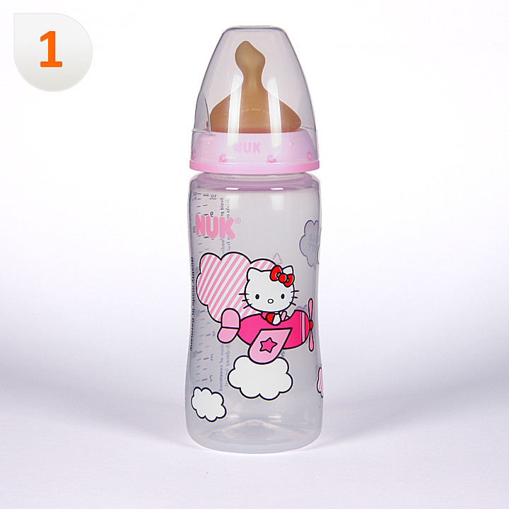 Nuk Biberón Hello Kitty Boca Ancha Tetina Anatómica Látex T1M 0-6 meses ...