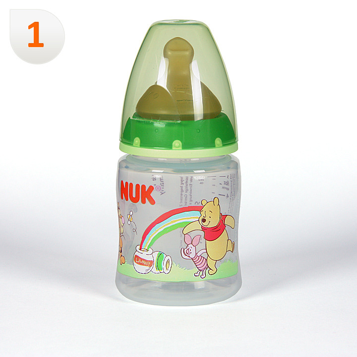 Nuk Biberón Winnie de Pooh Boca Ancha Tetina Anatómica Látex T1M 0-6 ...