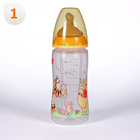 Nuk Biberón Winnie de Pooh Boca Ancha Tetina Anatómica Látex T1M 0-6 ...