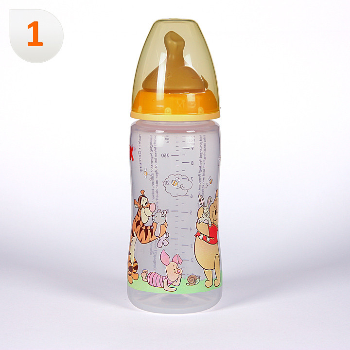 Nuk Biberón Winnie de Pooh Boca Ancha Tetina Anatómica Látex T1M 0-6 ...