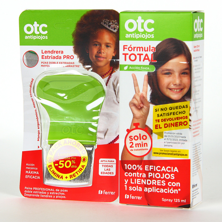 OTC Antipiojos Fórmula Total Spray 125ml PACK con Lendrera Estriada PRO ...