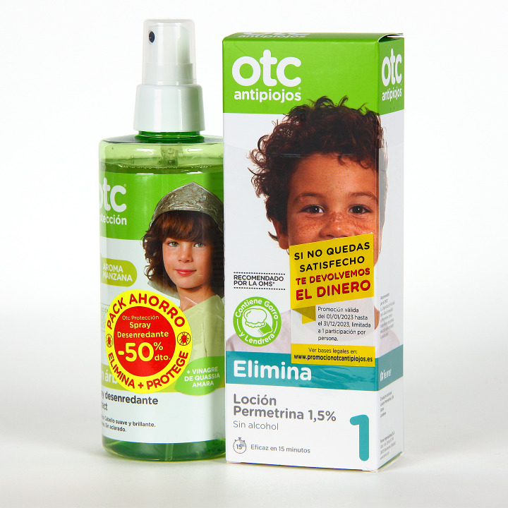 OTC Antipiojos Loción Permetrina 100 ml PACK con Spray Desenredante ...