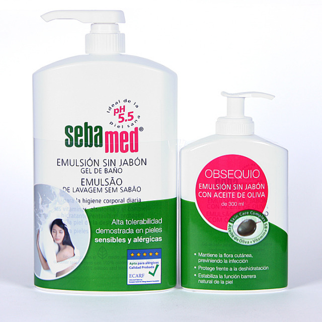 Sebamed Emulsión Sin Jabón 1000 ml + Emulsión aceite oliva 300 ml ...