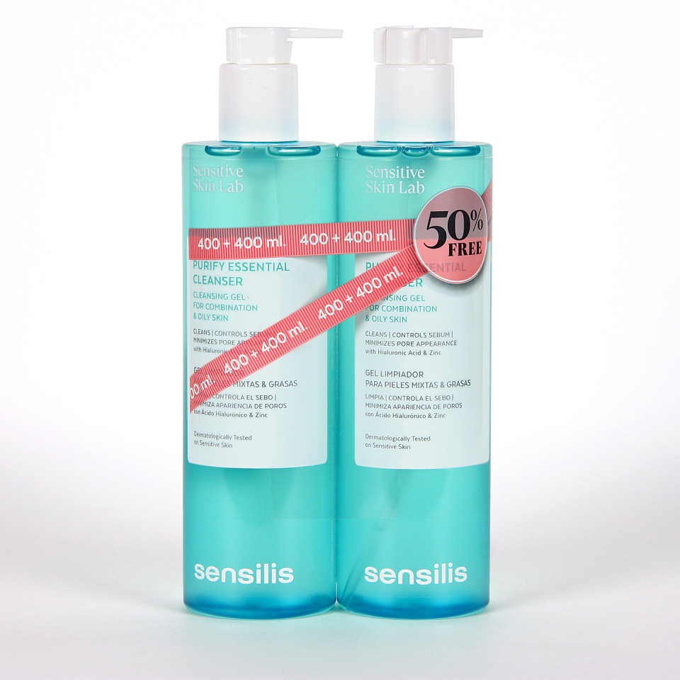 Sensilis Purify Essential Gel limpiador 400ml Pack Duplo | Farmacia Jiménez