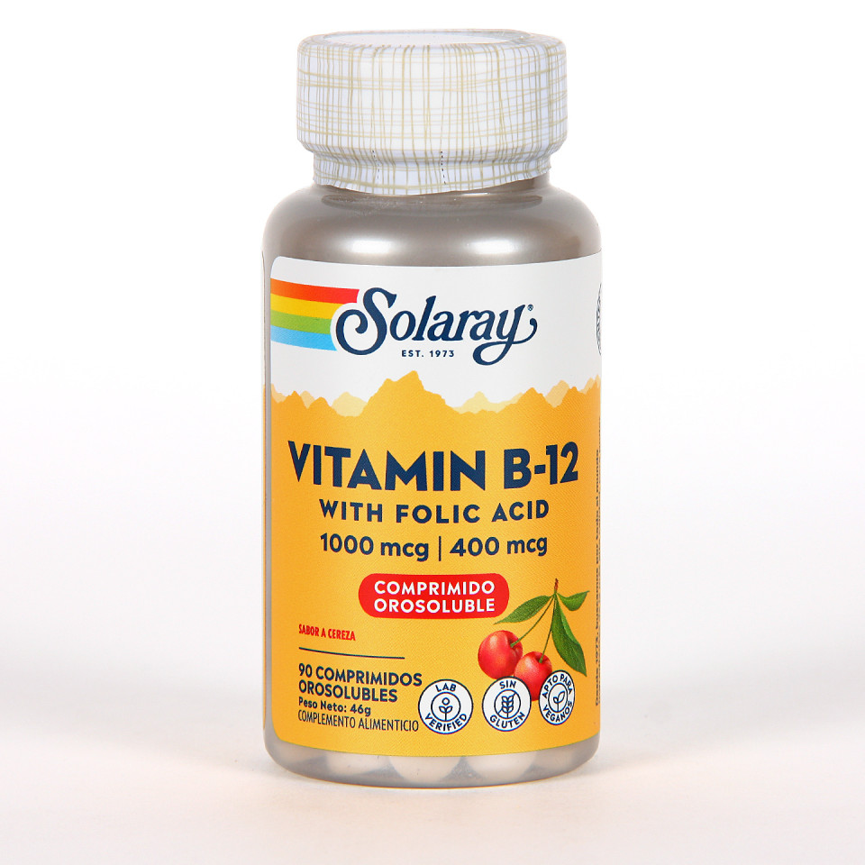 Solaray Vitamina B12 + Ácido Fólico 1000mcg 90 comprimidos | Farmacia ...