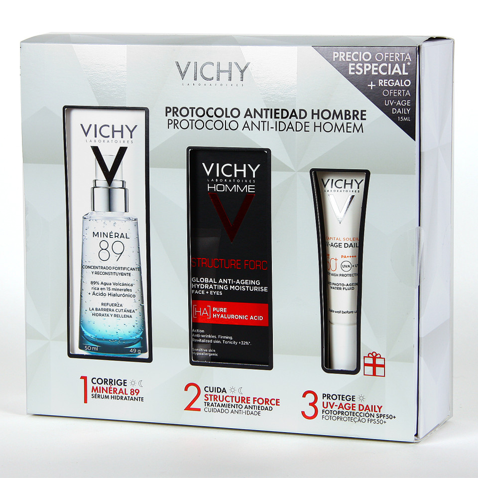 Vichy PACK Mineral 89 Serum y Homme Structure force Crema REGALO ...